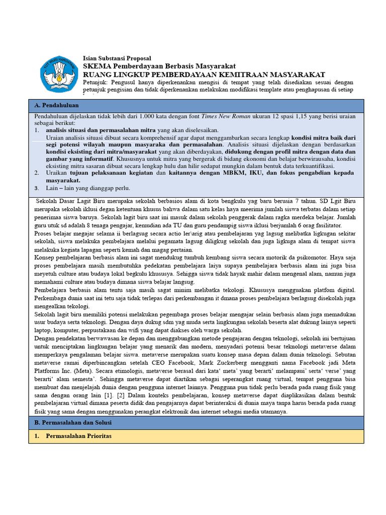 Commontemplate Isian Substansi Usulan Skema PKM - A8adf647 | PDF
