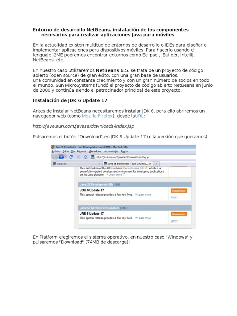 Guía de Instalación de NetBeans y JDK | PDF | Frijoles Netos | Aplicaciones y software
