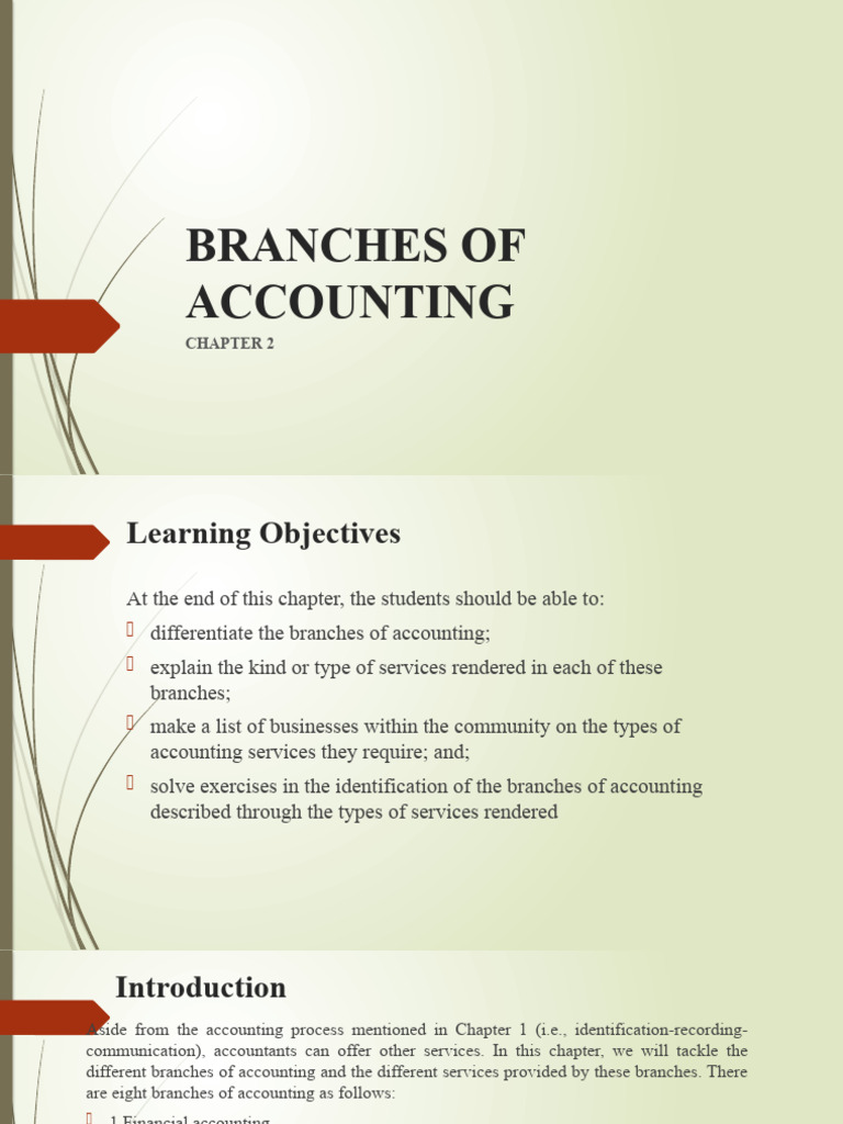 Chapter 2 BRANCHES OF ACCOUNTING | PDF | Audit | Accounting