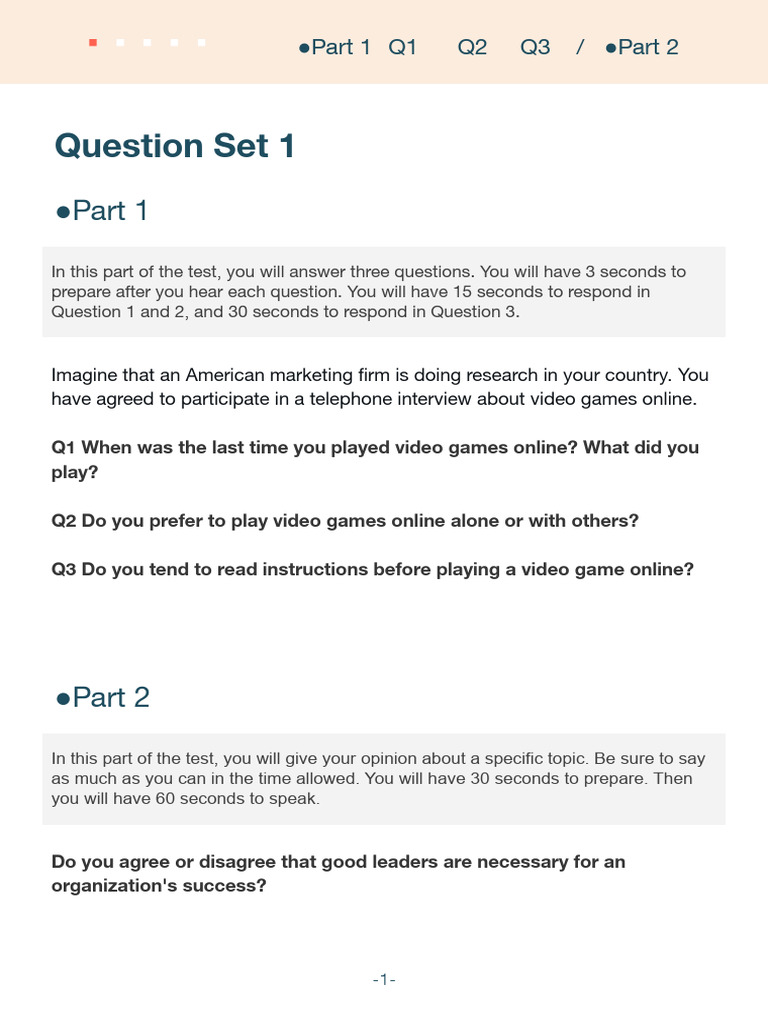 TOEIC Speaking QUESTION SETS | PDF | Job Interview