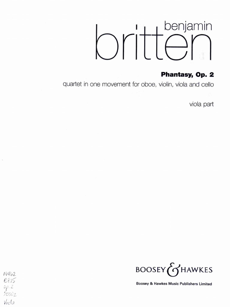 Britten Phantasy Quartet Oboe, Viola Part! | Download Free PDF | Musical Instruments | String ...