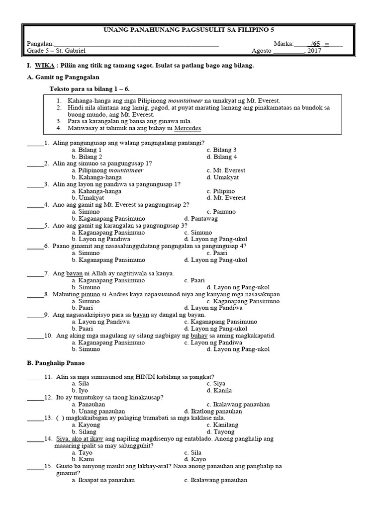 Filipino 5 | PDF
