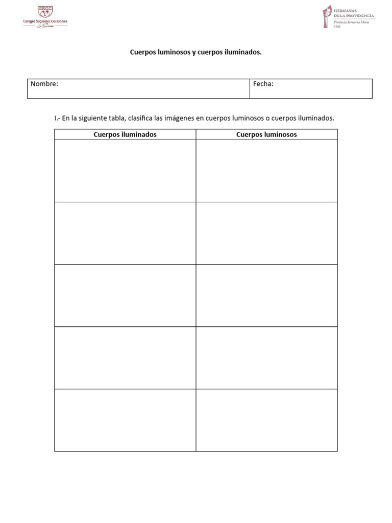 Clasificación de Cuerpos Luminosos | PDF