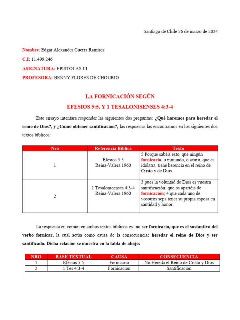 Ensayo Acerca de La Fornicacion | PDF | Cristo (título) | Biblia