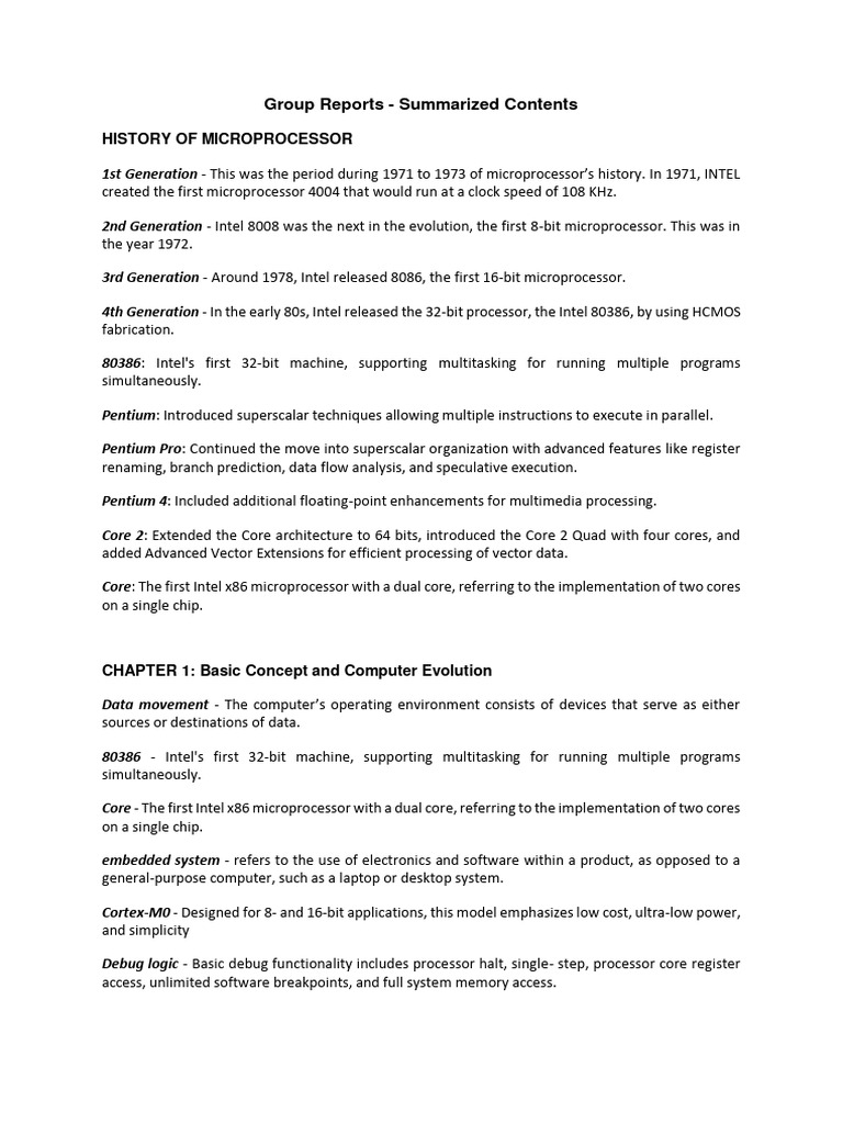 Group Reports | PDF | Central Processing Unit | Computer Data Storage