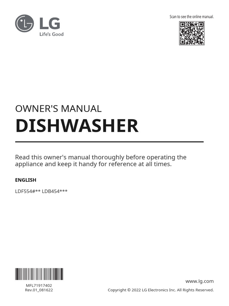 LG Dishwasher Manual | PDF | Dishwasher | Water Heating