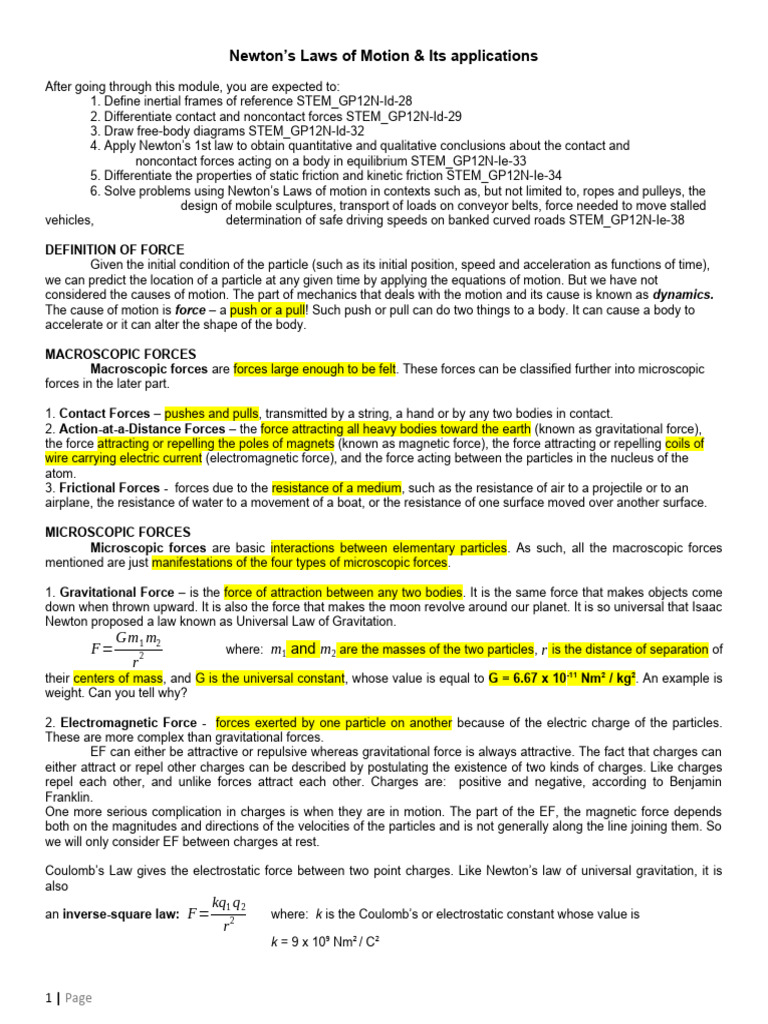 Lecture-Newtons-Laws-Work-Energy-Power | PDF | Force | Nuclear Force