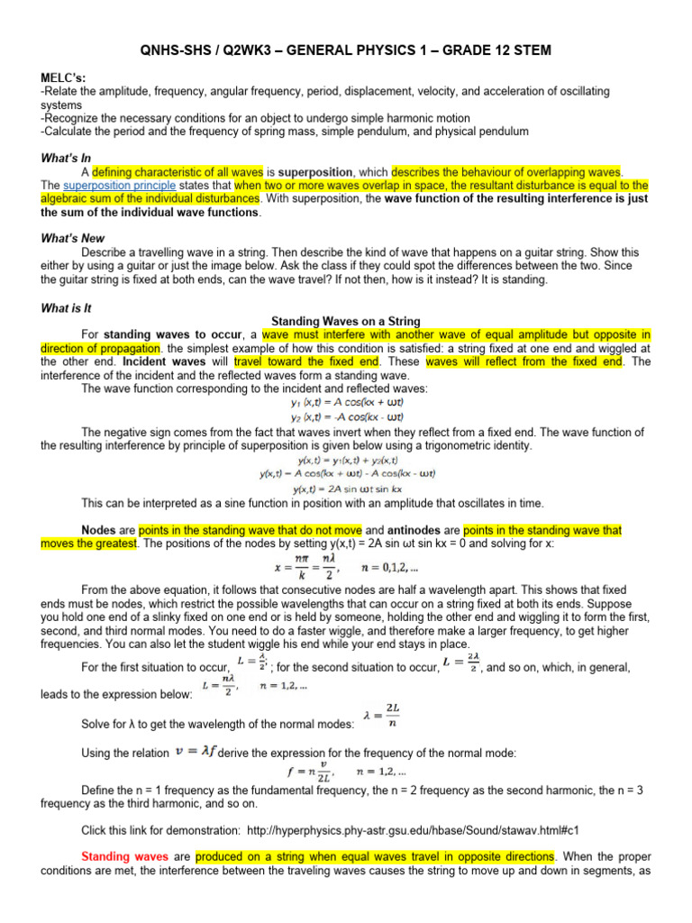 q2wk3 4 gp1 Module3 4 | PDF | Damping | Waves