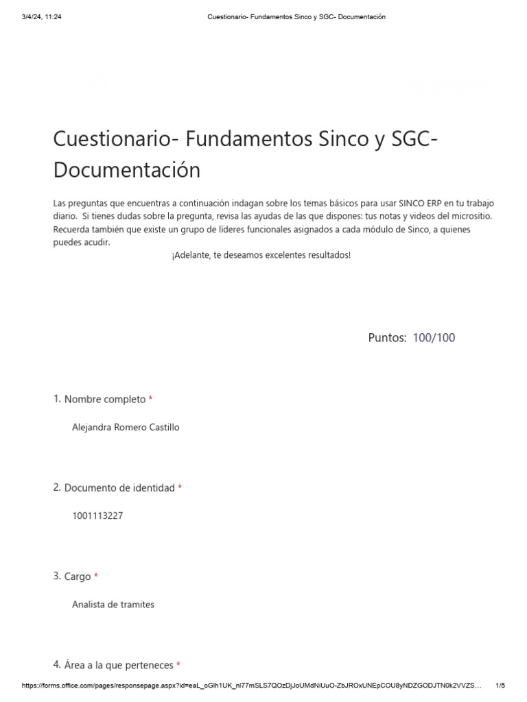 Cuestionario - Fundamentos Sinco y SGC - Documentación | PDF | Contraseña