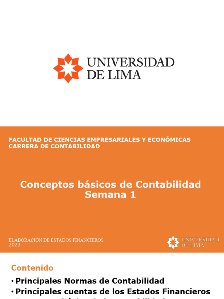 Unidad 1 Semana 1 1ra y 2da Sesión Definiciones y Conceptos Basicos de La Información Financiera ...