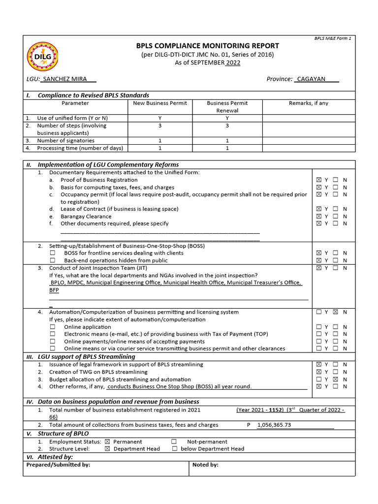 DILG REPORT FORM For The Month of September | PDF