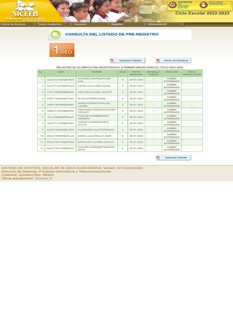 Sistema Integral de Control Escolar de Educación | PDF