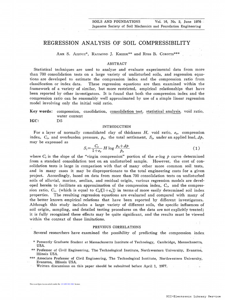 Regression Analysis of Soil Compressibility | PDF | Linear Regression | Regression Analysis