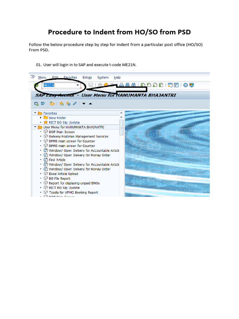 Indent Procedure from HO/SO to PSD in SAP | PDF