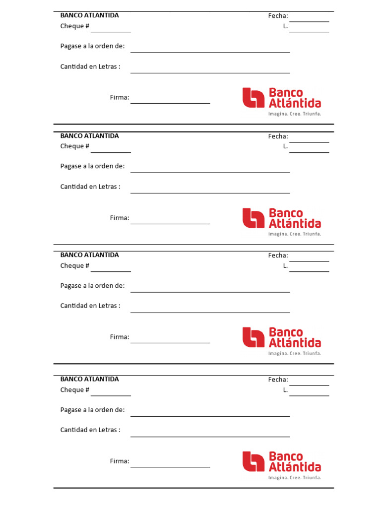 Cheque de Banco Atlantidad (Para Imprimir) | PDF
