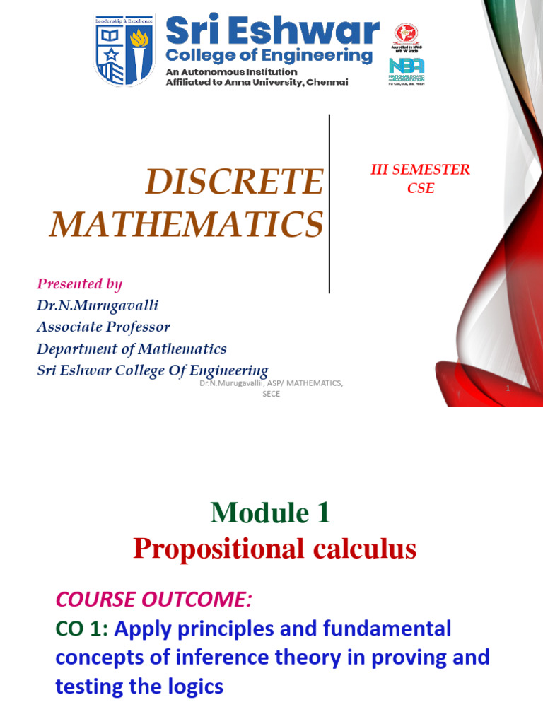 Discrete Mathematics: Propositional Calculus | PDF | If And Only If ...