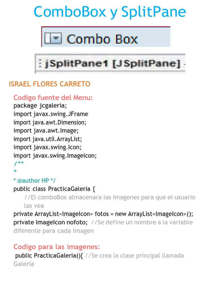 ComboBox y SplitPane Israel | PDF | Programación de computadoras | Informática