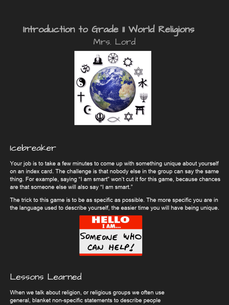 hrt3m Intro To World Religions - Song Assignment | PDF | God | Spirituality