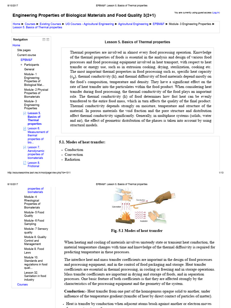 EPBM&F - Lesson 5 | PDF | Heat Transfer | Thermal Conduction
