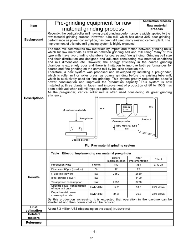Pre-Grinding System for Cement Production | PDF | Mill (Grinding ...