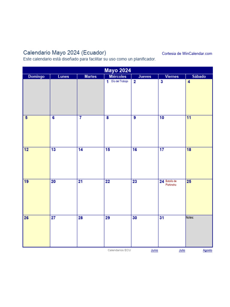 Calendario Mayo 2024 | PDF