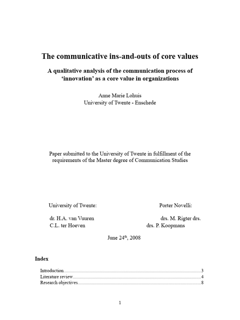 Core Values | PDF | Focus Group | Organizational Culture