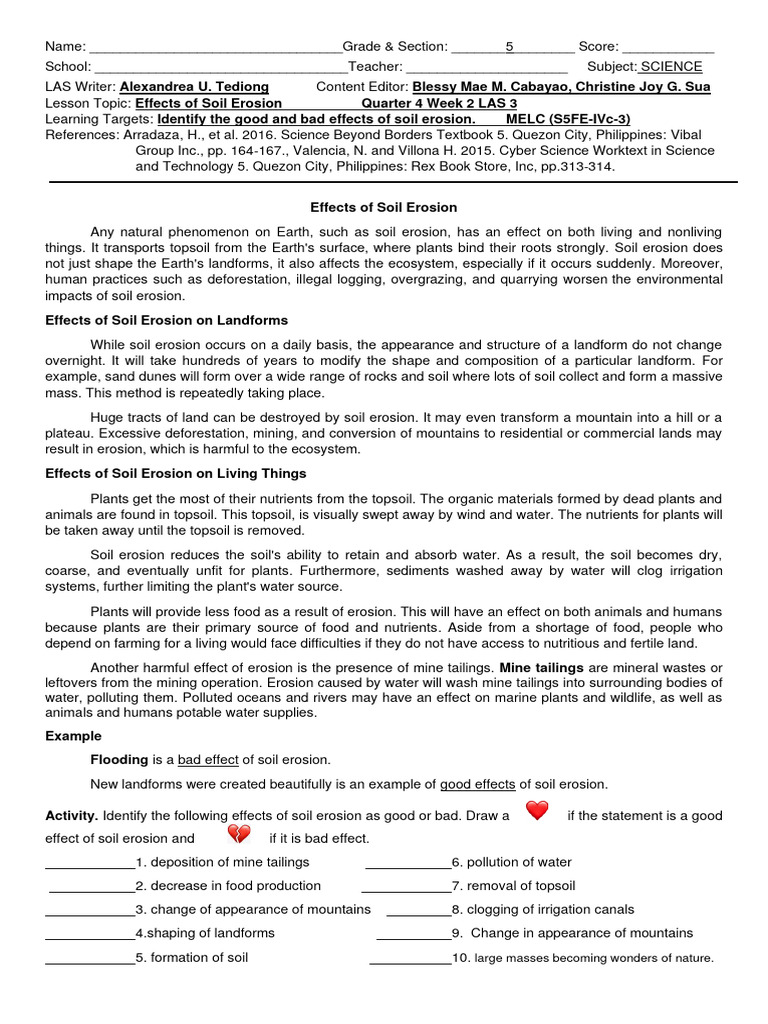 Science 5 Quarter 4 Week 2 Las 3 | PDF | Topsoil | Soil