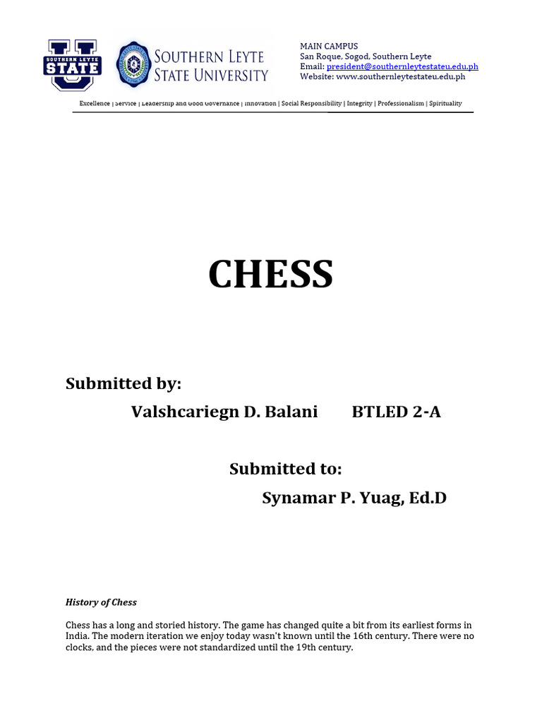 History of Chess PE | PDF | Traditional Board Games | Abstract Strategy Games