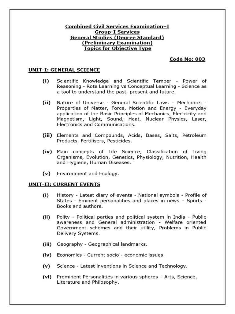 Civil Services Exam General Studies Guide | PDF | Science | Indian ...