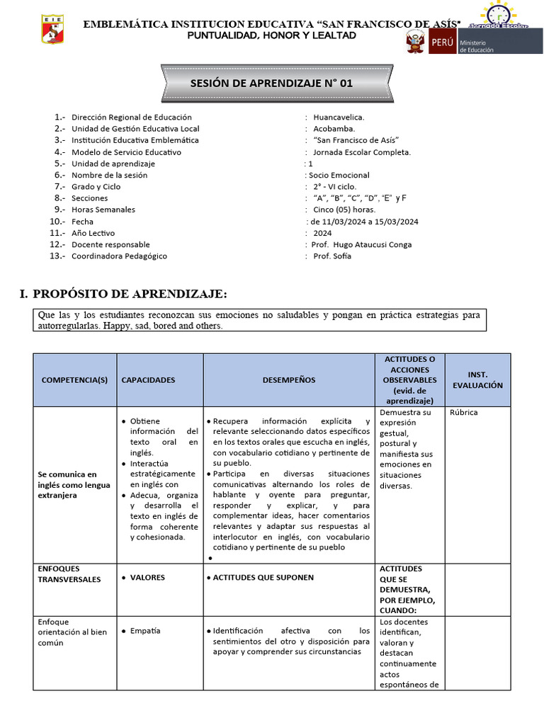 Aprendizaje Socioemocional en San Francisco | PDF | Las emociones | Ira