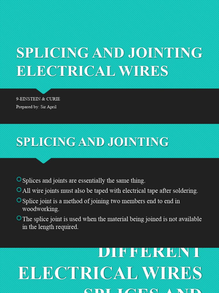 SPLICING AND JOINTING ELECTRICAL WIRES | PDF | Wire | Electrical Wiring