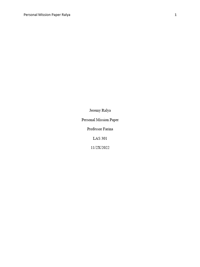 Personal Mission and Leadership Journey | PDF