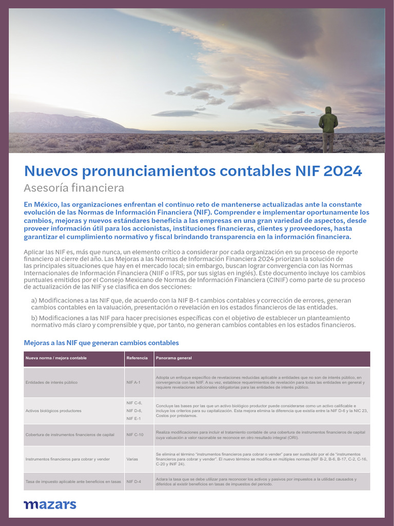 Nuevos Pronunciamientos Contables NIF 2024 1 | PDF | normas internacionales de INFORMACION ...