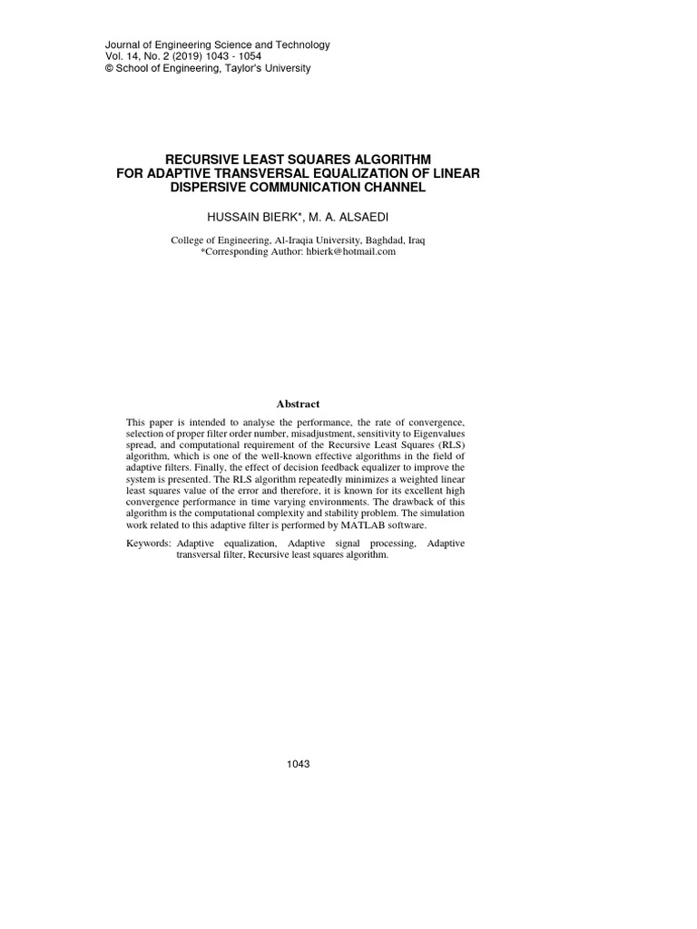 Rls Paper | PDF | Computer Engineering | Applied Mathematics