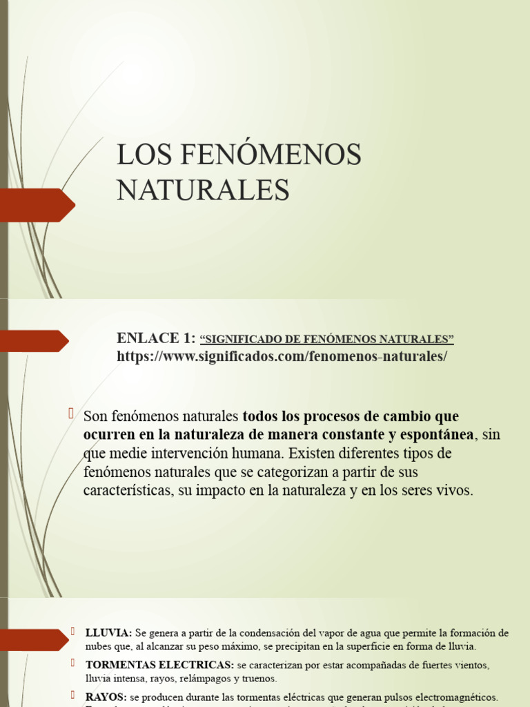Los Fenómenos Naturales, Enlaces. Semana 8 | PDF | Relámpago ...