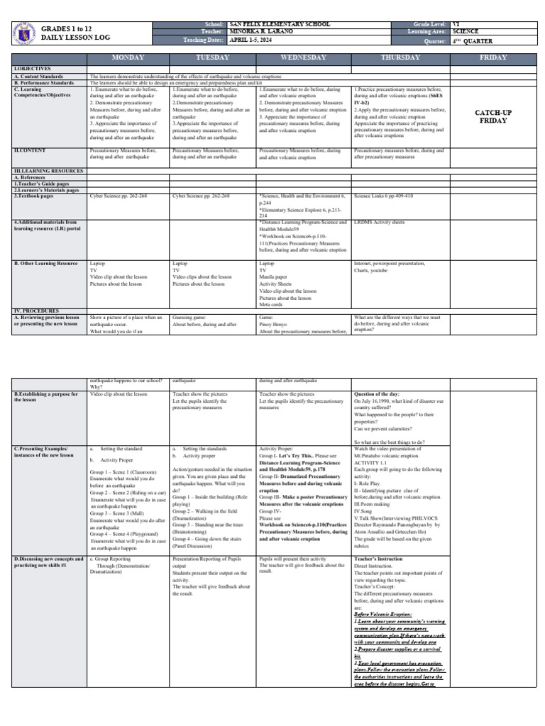 Grade 6 Science-Week 1 | PDF | Volcano | Volcanic Ash