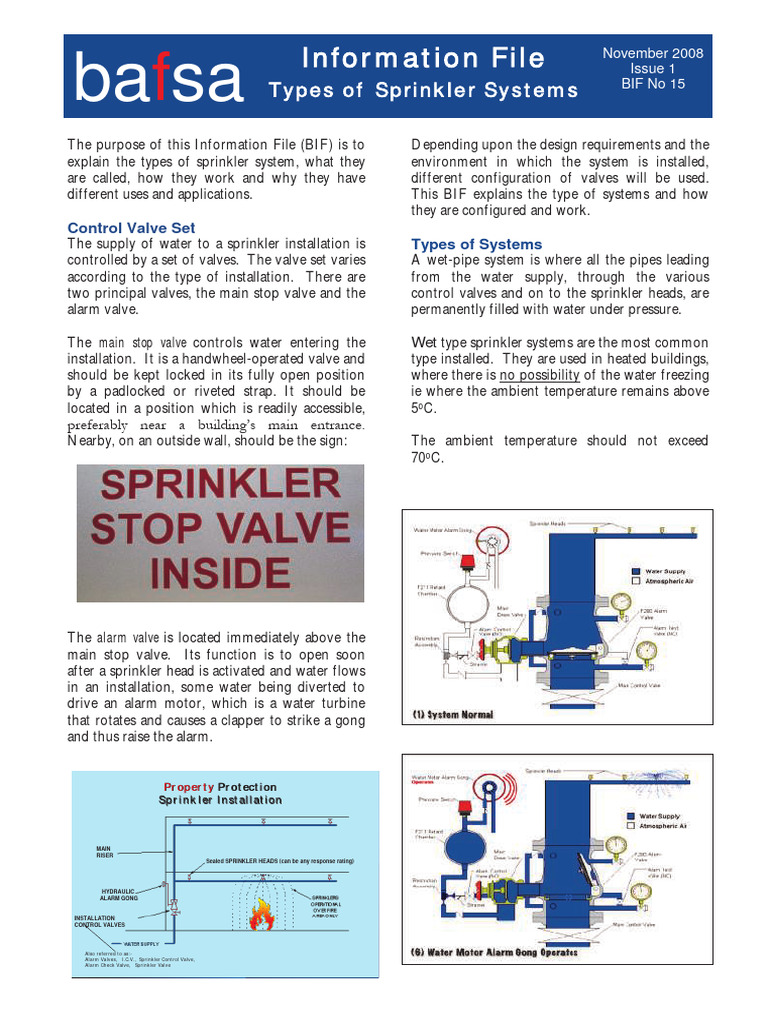 BIF15 Types of Sprinkler System | PDF | Fire Sprinkler System | Valve