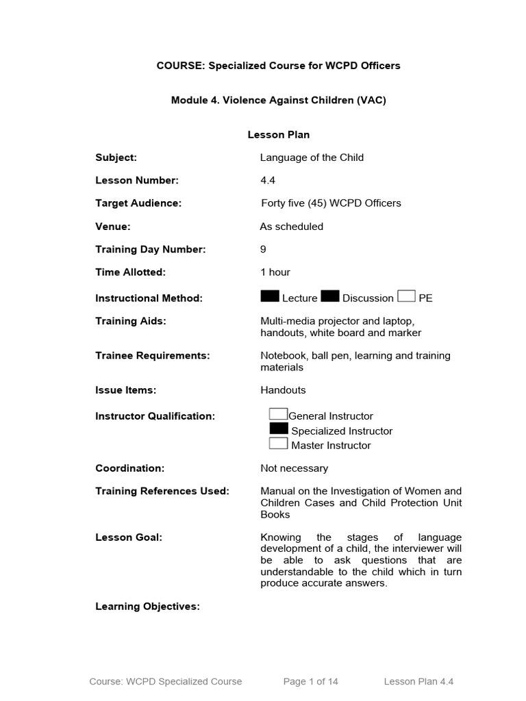 Language Development for WCPD Officers | PDF | Memory | Lecture