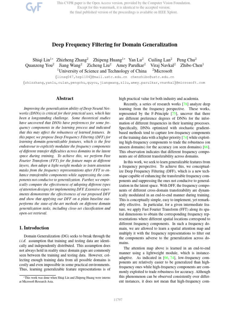 Lin Deep Frequency Filtering For Domain Generalization CVPR 2023 Paper ...