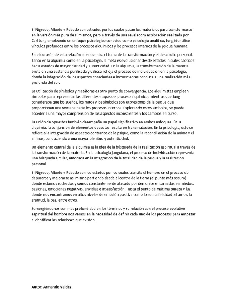 Transformación: Nigredo, Albedo y Rubedo | PDF | Alquimia | Carl Jung