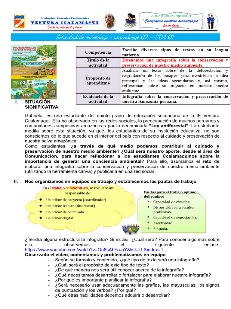 Guía 02 - Escribe - Quinto Grado | PDF | Infografia | Cognición