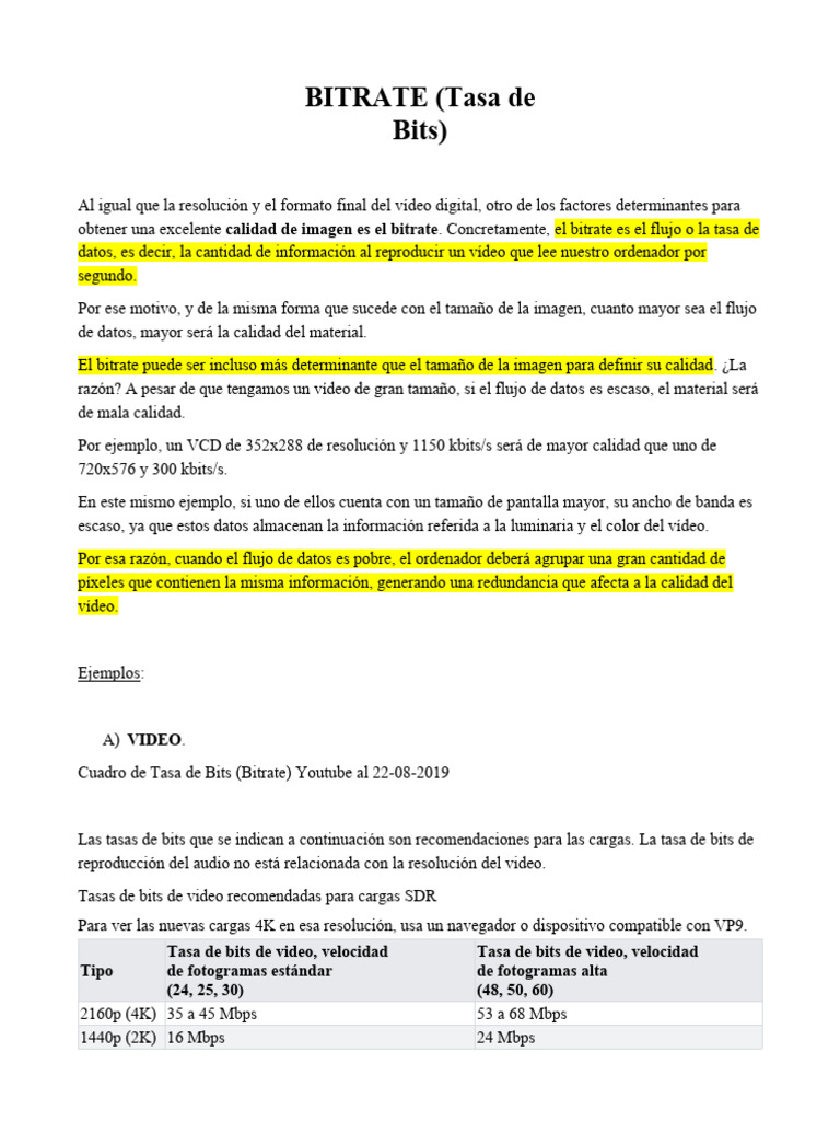 Bitrate | PDF | Tecnología digital | Informática