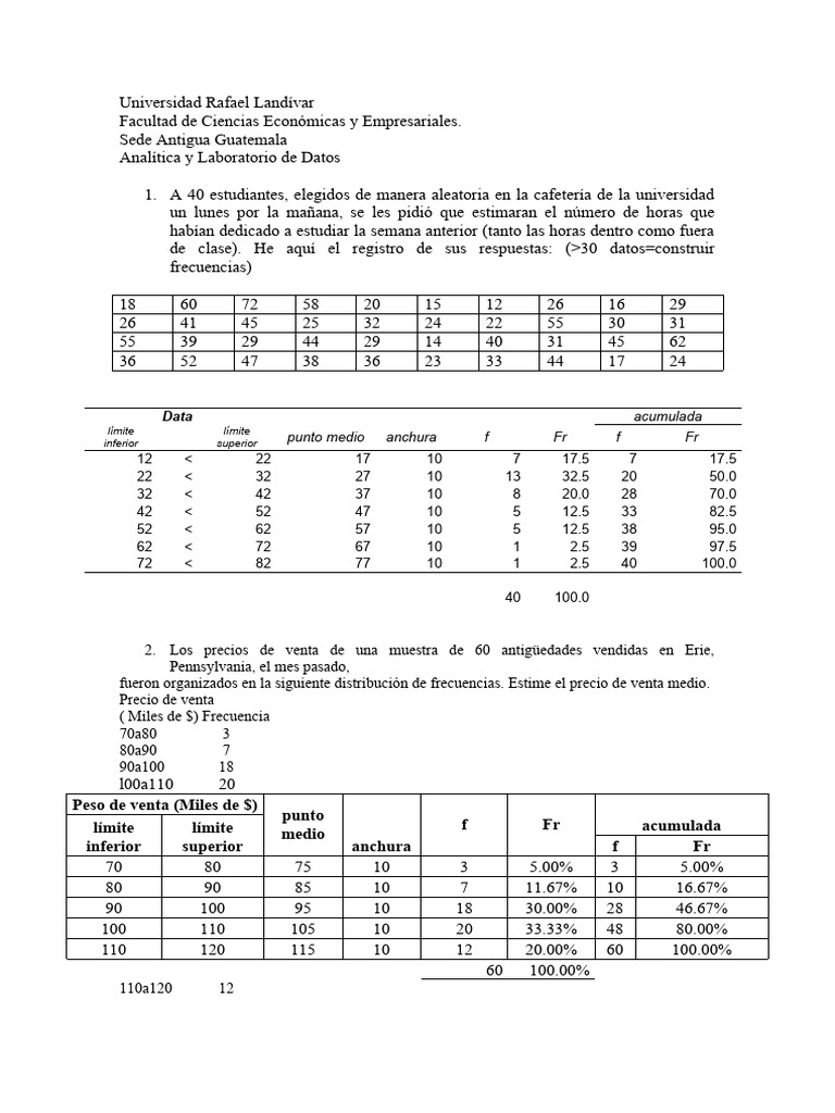 Tarea Tablas de Frecuencia | PDF