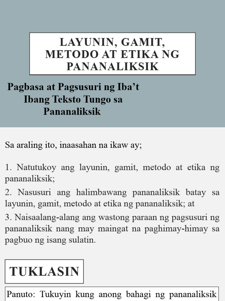 Mod1 Layunin Gamit Metodo at Etika Ng Pananaliksik Copy | PDF Mod1 Layunin Gamit Metodo at Etika Ng Pananaliksik Copy | PDF