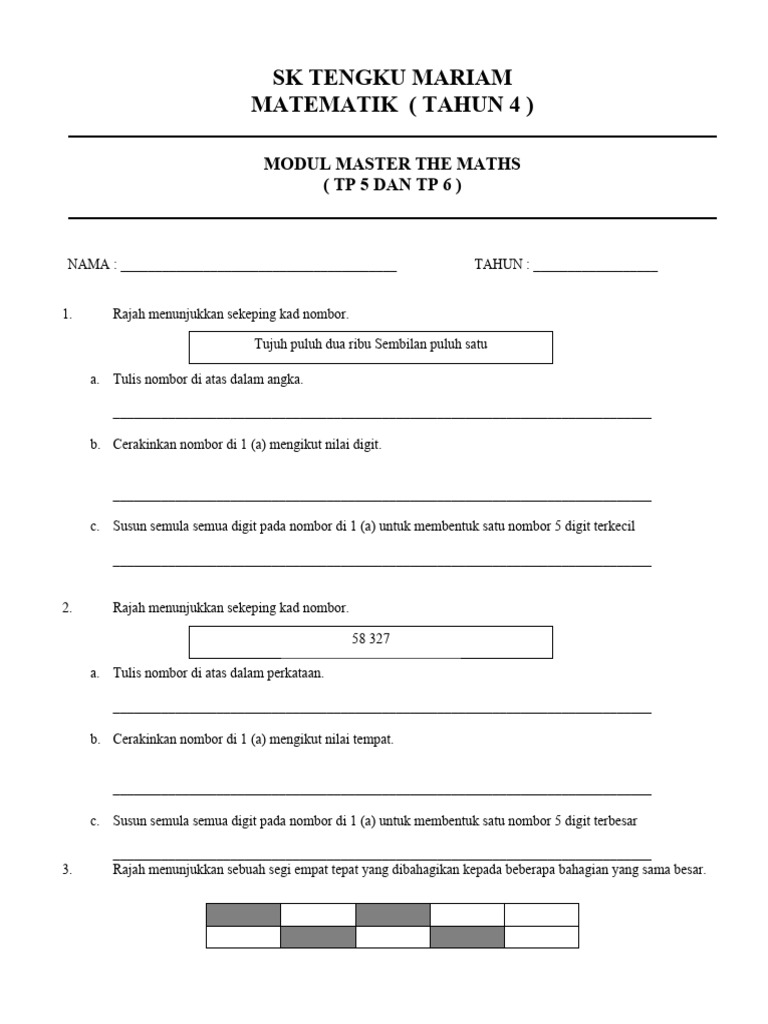 Munna Tahun 4 Maths | PDF