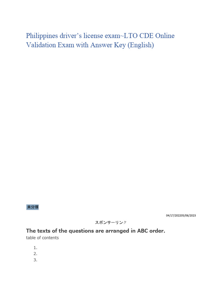 LTO 2023 Answers | PDF | Traffic | Driving