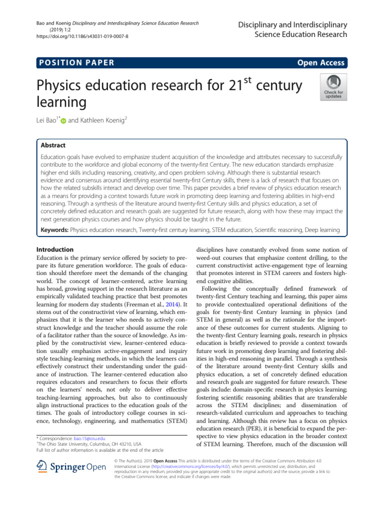 Physics Education for 21st Century Skills | PDF | Inquiry Based ...