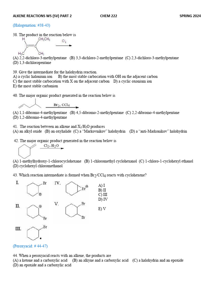 Alkene Rxns SV Part 2 | Download Free PDF | Alkene | Chemical Reactions