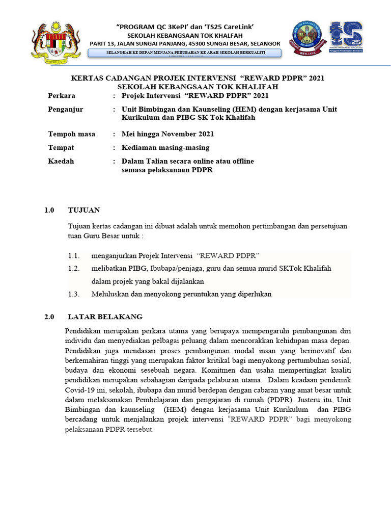 KERTAS KERJA Reward PDPR | PDF