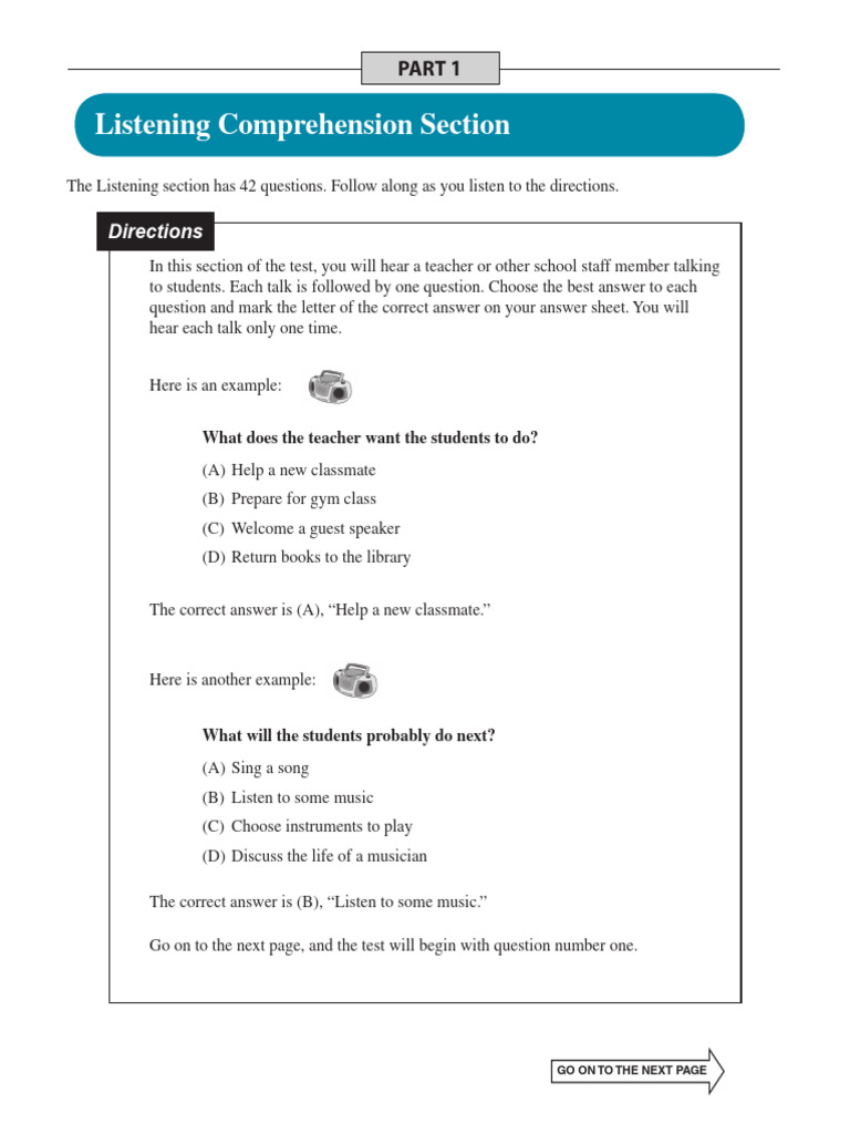 TOEFL Junior Practice Test | PDF